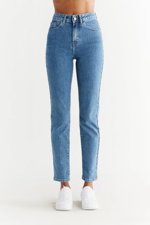 Evermind Damen vegan Jeans Regular Fit Day Himmelblau