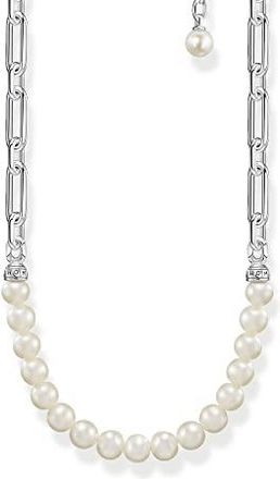 Thomas Sabo KE2108-082-14-L45V Chaîne à maillons et perles en argent sterling 925 noirci pour femme Longueur 45 cm, 45 cm, Argent sterling, Pas de gemme