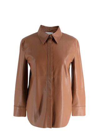 Nanushka Milk Chocolate Brown Faux Leather Shirt/Jacket Size XS