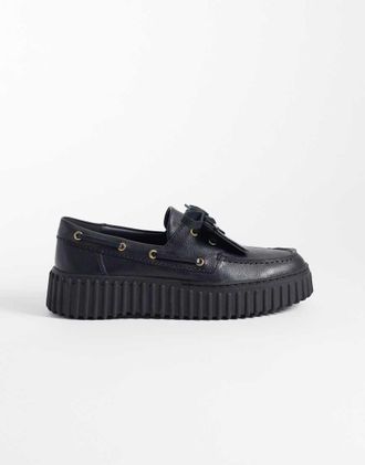Clarks Torhill - Chaussures bateau en cuir - Noir
