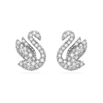 Swarovski Swan Ohrstecker, Schwan, Weiß, Rhodiniert