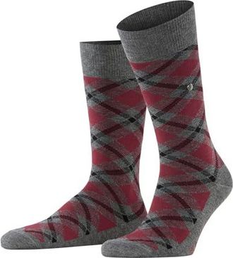 Burlington Tartan M So coton fantaisie 1 paire, Chaussettes Homme, Gris Carbon Mel 3975, 40-46