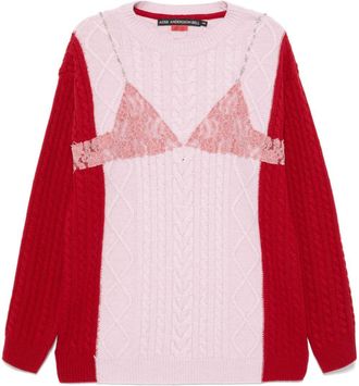 Andersson Bell Lingerie-Pullover mit Spitze - Rosa