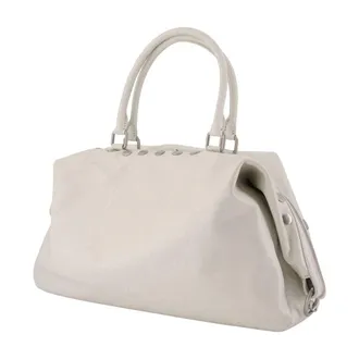 Margesherwood Womens Dumpling Stud Bag - Margesherwood Leather White Cowhide Handbags-Purses