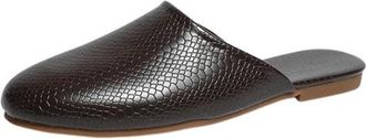 Generic Mules plates ferm&eacute;es &agrave; bout rond pour femme - Mocassins dos nu &agrave; enfiler confortables - Semelle souple - Pantoufles d&eacute;contract&eacute;es pour affaires, marro