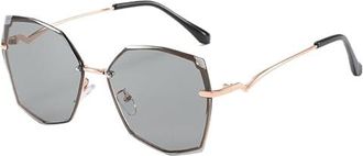 Generic Lunettes De Soleil D&eacute;coratives &Agrave; Monture M&eacute;tallique Large Et Tendance For Hommes Et Femmes, Id&eacute;ales For Les Vacances, La Plage Et Les Photos.(Gray)