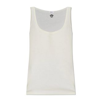 Versace Besticktes geripptes Woll-Tanktop - - Tops - Damen - Beige - XS