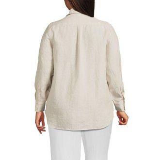 Lands End Leinenbluse, Damen, Gr&ouml;&szlig;e:48-50 plus, Wei&szlig;, Leinen, by Lands End