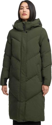 Marikoo Damen Wintermantel (S-5XL) - gesteppt, abnehmbare Kapuze, Druckknopfverschlussleiste - N101 - Olive Gr&ouml;&szlig;e XXL - Gr.XXL