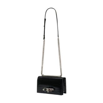Alexander McQueen Womens Jewelled Crossbody Bag Black Calfskin