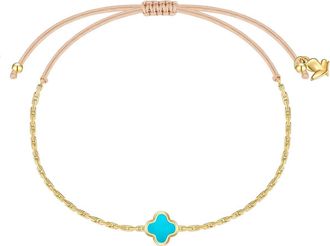 Glanzst&uuml;cke M&uuml;nchen Armband - Edelstahl Armband T&uuml;rkis (synth.) Kleeblatt - Gr. ONESIZE - in Gold - f&uuml;r Damen