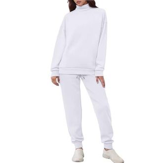 Generic Ensemble de surv&ecirc;tement pour femme musulmane - Couleur unie - Col rond - Boucle en bois - Manches longues - Pantalon large - Costume de jogging pour f