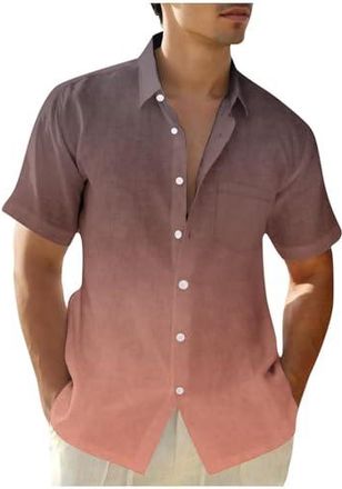 Generic Chemise &agrave; manches courtes pour homme, style d&eacute;contract&eacute;, classique, col rabattable, &eacute;l&eacute;gant, extensible, l&eacute;ger et confortable, chemise boutonn&eacute;e pour 