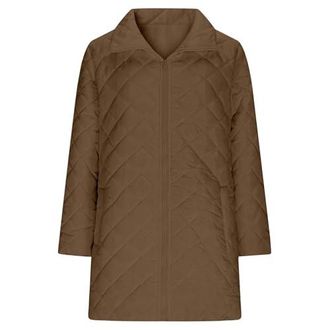 Generic Doudoune matelass&eacute;e l&eacute;g&egrave;re pour femme avec fermeture &eacute;clair et col montant avec poches, marron fonc&eacute;, XXL