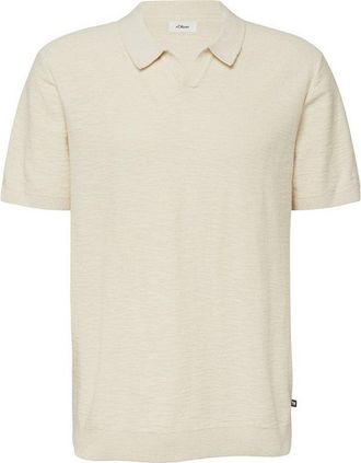 s.Oliver Kurzarmpullover Strickpullover Strick-Poloshirt in Flammgarnstruktur