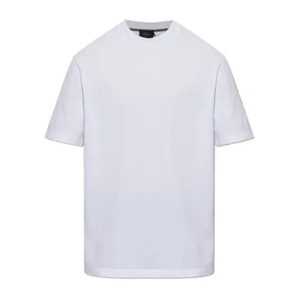 Brioni Homme, Tops, Blanc, Taille: S T-shirt en coton avec logo
