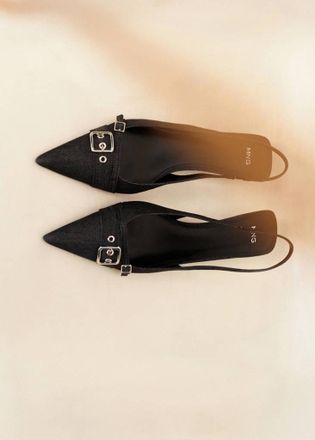 Mango Denim-Slingback mit Schnalle marineblau - Damen - 35 - MANGO