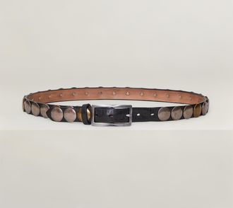 Reptiles House Touch - Ledergürtel mit Nieten - Schwarz