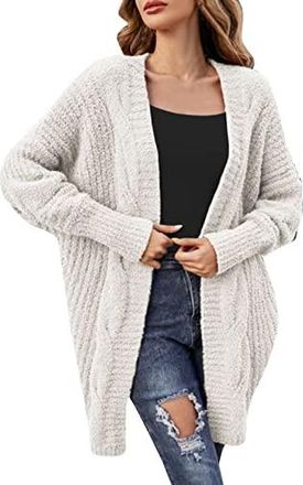 Generic Vestes pour femmes, cardigan en tricot de couleur unie, sans boutons, d&eacute;contract&eacute;, ample, 2026, a, S
