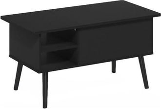 Furinno Jensen Couchtisch mit anhebbarer Tischplatte aus Holz mit verstecktem Fach und seitlich offener Ablage f&uuml;r das Wohnzimmer, Americano