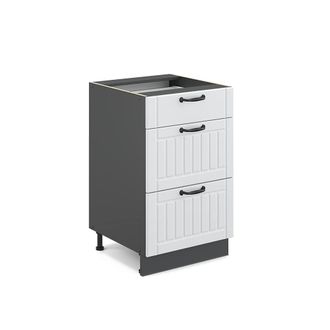 Vicco Küchenunterschrank Fame-Line, Weiß Landhaus/Anthrazit, 50 cm ohne Arbeitsplatte