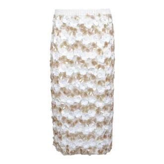 P.A.R.O.S.H. P.a.r.o.s.h., Femme, Jupes, Blanc, Taille: 40 FR Floral Sequin Long Skirt