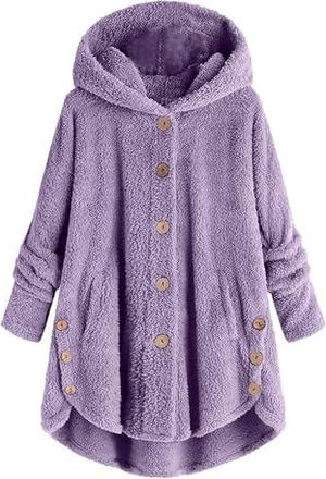 Generic Veste polaire chaude et pelucheuse pour femme - Grande taille - Manteau en polaire confortable &agrave; boutons - Haut Sherpa tendance 2025 - Cadeau de No&euml;l,
