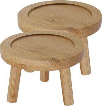 Lioobo 2 St&uuml;ck Bambus Untersetzer f&uuml;r Blument&ouml;pfe mit Drainage Runde Pflanzschalen Pflanztopf Untersetzer f&uuml;r Sukkulenten Vielseitig f&uuml;r Innen und Au&szlig;en