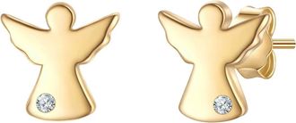 Glanzst&uuml;cke M&uuml;nchen Ohrringe - Sterling Silber Ohrstecker Lab Grown Diamond Engel - Gr. unisize - in Gold - f&uuml;r Damen