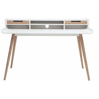 Miliboo Miliboo - Bureau avec rangements scandinave blanc et bois clair L140 cm opus