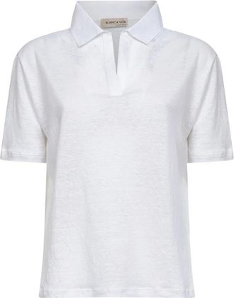 Blanca Vita Femme, Tops, Blanc, Taille: 34 FR Polo &agrave; col en V