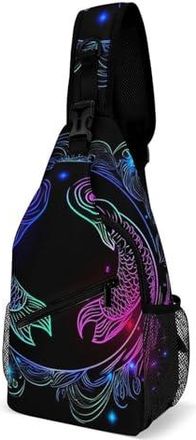 Generic Sacoche Tactique Signe du zodiaque de la constellation Poissons Casual Sling Bag Multifonction Sac DEpaule pour Homme Femme Randonn&eacute;e
