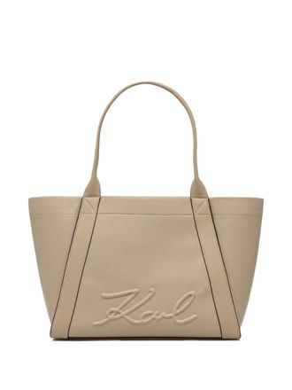 Karl Lagerfeld Tote Bag mit ikonischer Pr&auml;gung - Nude