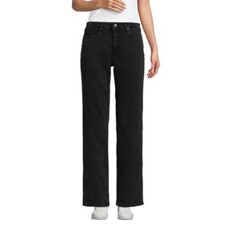 Lands End Soft Denim Boyfriend-Jeans Mid Waist, Damen, Größe:42 76 regular, Schwarz, Elasthan/Baumwoll-Mischung, by Lands End