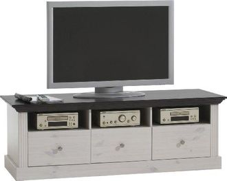 Steens Group Monaco TV Bank, 3 Schubladen und 3 F&auml;cher, 145 x 49 x 55 cm (B/H/T), Kiefer massiv, wei&szlig; kolonial