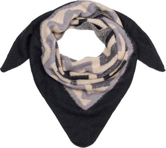 styleBREAKER Damen XXL Web Dreieck Schal mit buntem Zick-Zack Zacken Muster, Dreiecktuch, Winter Schal warm weich, Tuch 01020049, Farbe:Schwarz-Grau