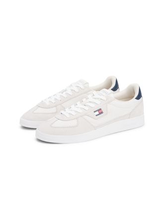 Tommy Jeans Sneaker TOMMY JEANS THE GREENWICH EDGE MIX MATERIAL, Herren, Gr. 46, hellgrau, Textil, Veloursleder, aufgeraut, unifarben mit Farbeinsatz, Basic, Schu