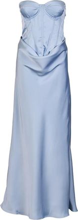 Rotate Rotate Birger Christensen, Femme, Robes, Bleu, Taille: 36 FR Satin Corset Maxi