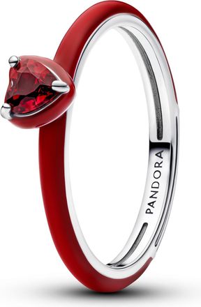 Pandora ME Rotes Chakra Herz Ring aus Sterling Silber mit k&uuml;nstlichem Kristall, Gr&ouml;&szlig;e: 56, 193088C05-56