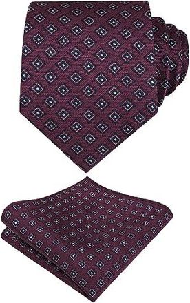 Alizeal Cravate et mouchoir pour homme classique unique pour mariage daffaires, 149-Bordeaux + Bleu marine, taille unique