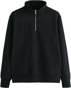 Next Homme Sweat &agrave; col Semi-zipp&eacute; en Jersey de Coton Majoritaire Noir 4XL