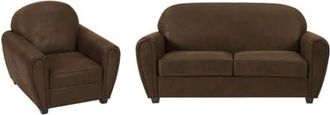 Vente-Unique Canap&eacute; 3 Places et Un Fauteuil en Microfibre Aspect Cuir Vieilli Club Victory III