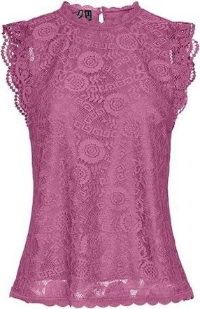 Pieces Pcolline Sl Lace Top Noos Bc Femme Haut en Dentelle, Ibis Rose., S