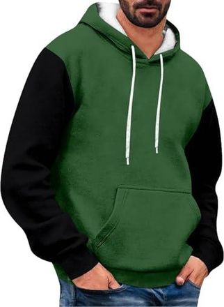 Generic Manteau à capuche en polaire pour homme - Sweat chaud en velours épais et chaud - Couleur contrastée classique - Pour la vie quotidienne, cadeaux de N
