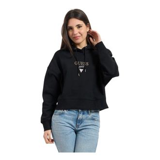 Guess Femme, Sweatshirts et sweats &agrave; capuche, Noir, Taille: 42 FR Baker Sweat &agrave; capuche