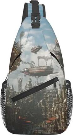 Generic Sac &agrave; bandouli&egrave;re Steampunk Fantasy Ship - Sac &agrave; bandouli&egrave;re de voyage pour homme - Sac &agrave; dos de randonn&eacute;e