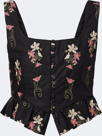 Agua Bendita Bustier Eslab&oacute;n en coton &agrave; broderies