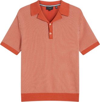 Ted Baker Gregry Small Stitch Red Knitted Polo