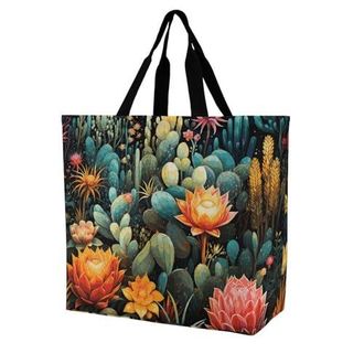 Generic Motifs De Cactus Color&eacute;s Sac Fourre-Tout D&eacute;contract&eacute; Tote Bag Grand Sac Courses Pour Gym Quotidienne Shopping