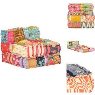 vidaXL Modularer Pouf Patchwork Stoff - Sitzsack - Patchwork Couch - Modulares Sofa - Wohnaccessoire - Wohnzimmerdeko